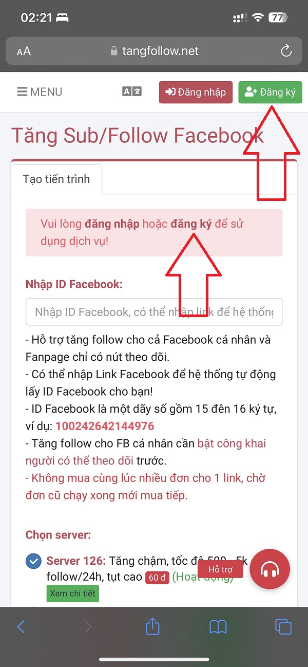 Tăng sub/follow Facebook nhanh chóng an toàn dễ sử dụng.